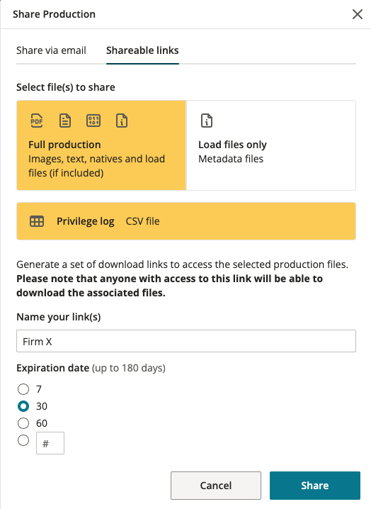 Sharing Productions and Production Access Logs – Knowledge Base