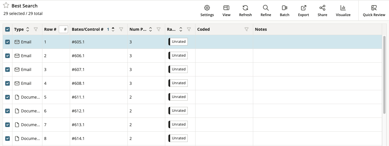 Search Results Table – Knowledge Base