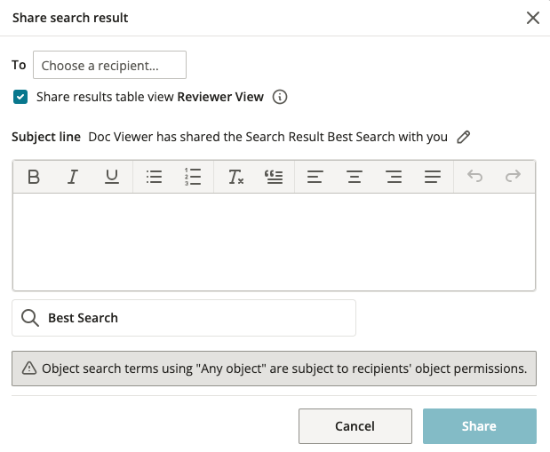 Search Results Table – Knowledge Base