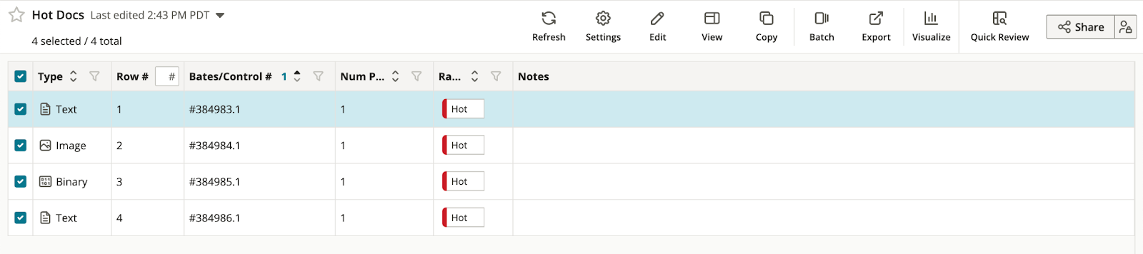 Search Results Table – Knowledge Base