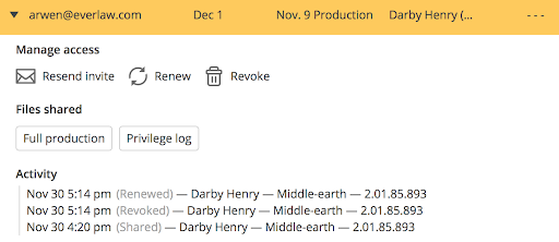 Sharing Productions and Production Access Logs – Knowledge Base