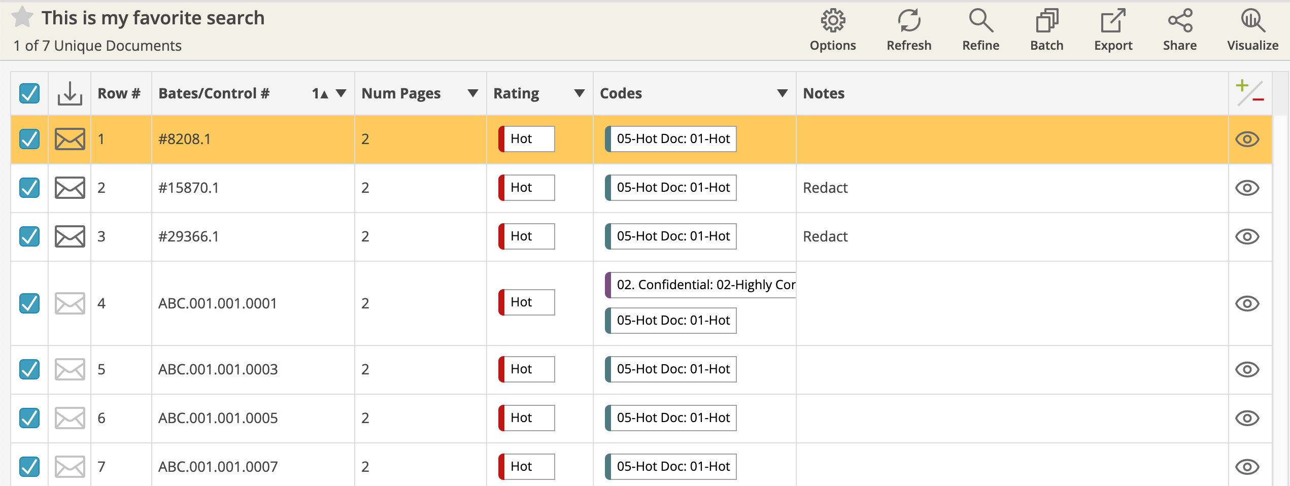Search Results Table – Knowledge Base