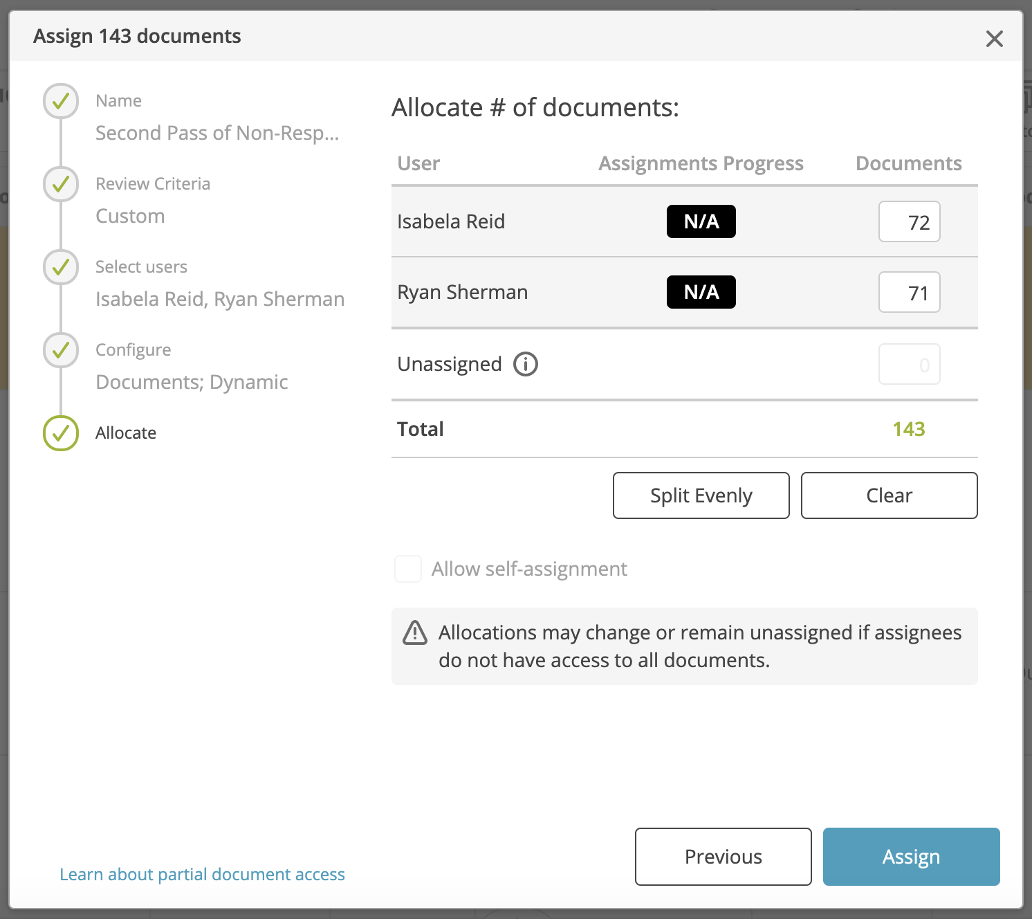 Sample Assignment Workflow - Responsiveness and Privilege Review – Knowledge Base