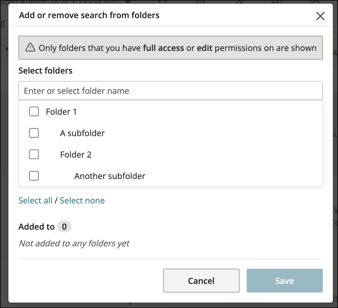 Search Results Table – Knowledge Base