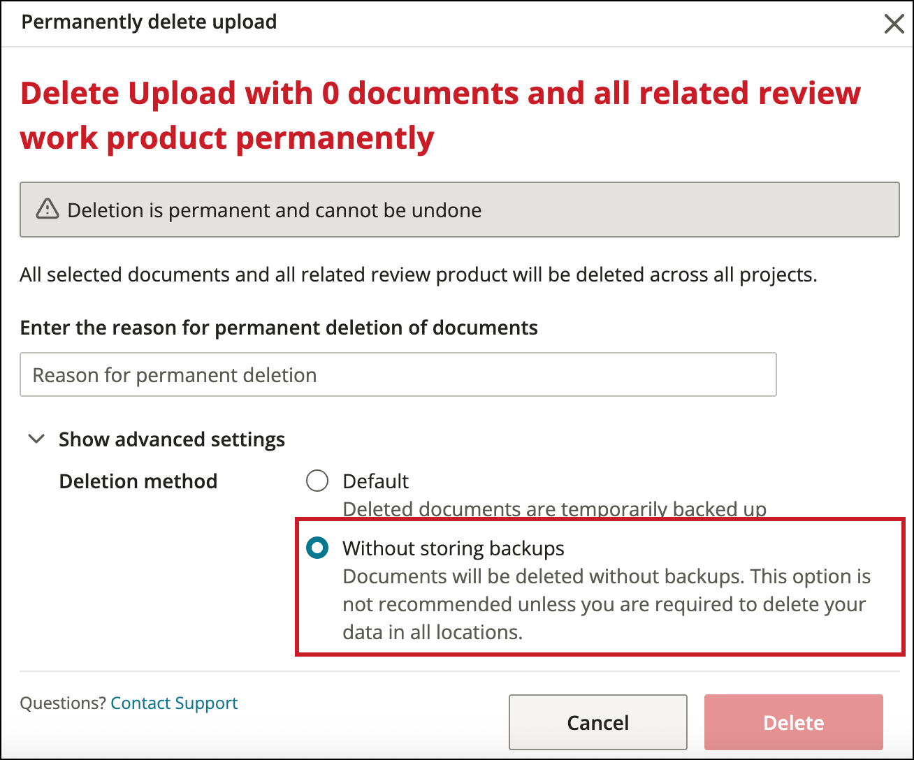 Deleting Documents – Knowledge Base
