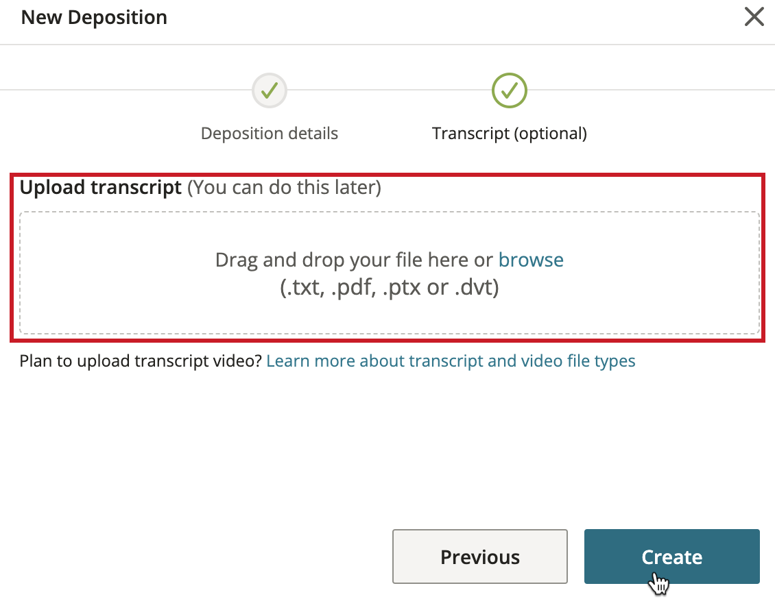 Upload and Administer Deposition Transcripts – Knowledge Base