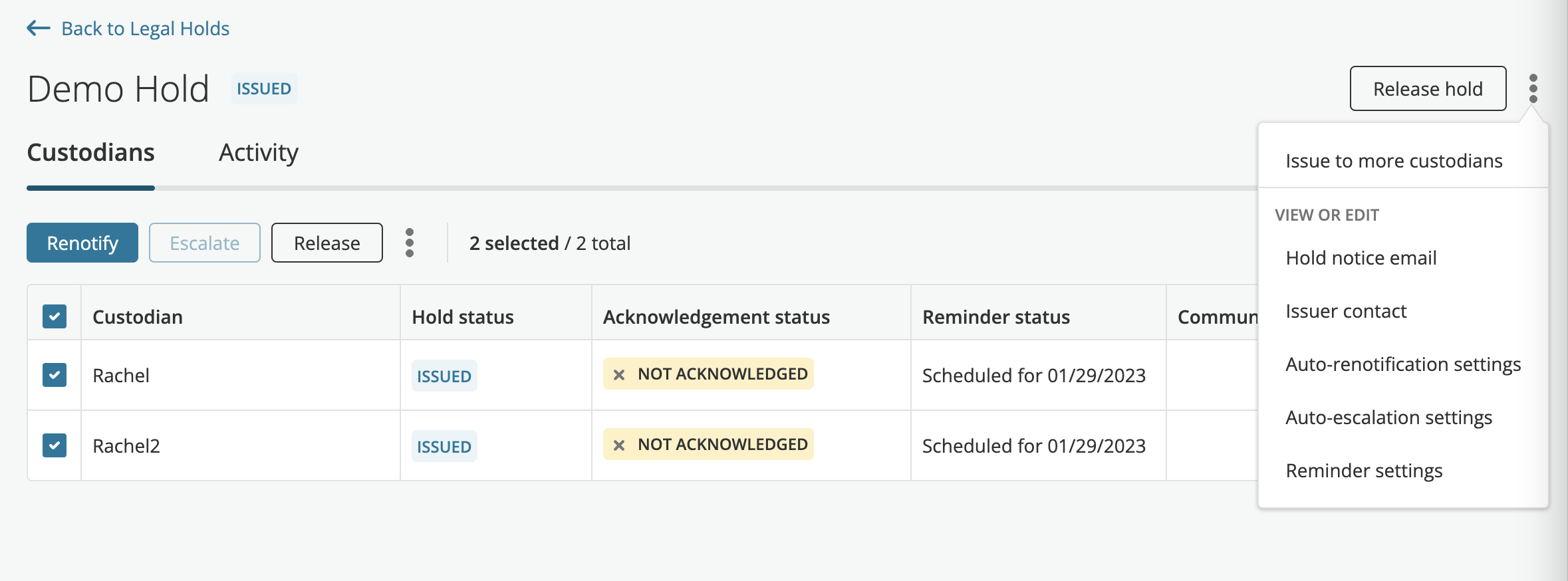 Legal Holds: Hold Notices – Knowledge Base